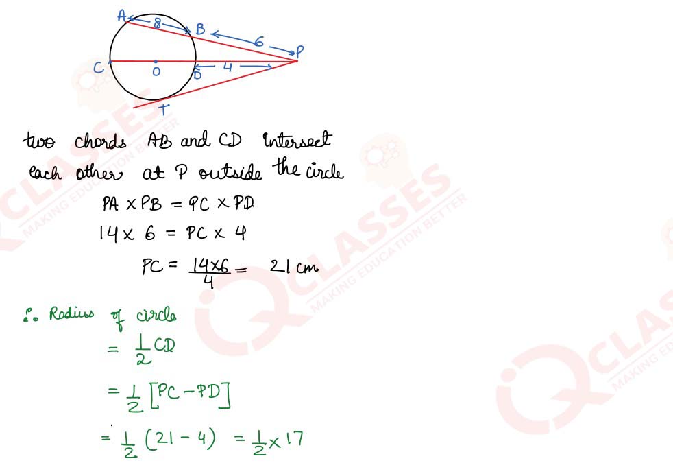 Q13 (a) In the figure (i) given below, chord AB and diameter CD of a circle with centre O meet ...