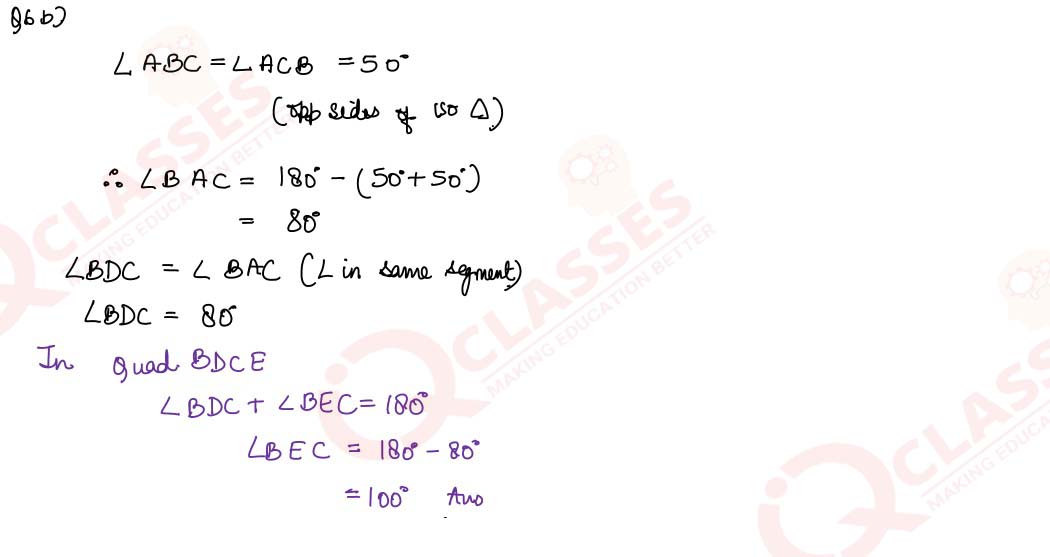Q6 (a) In the figure (i) given below, ABCD is a cyclic quadrilateral ...