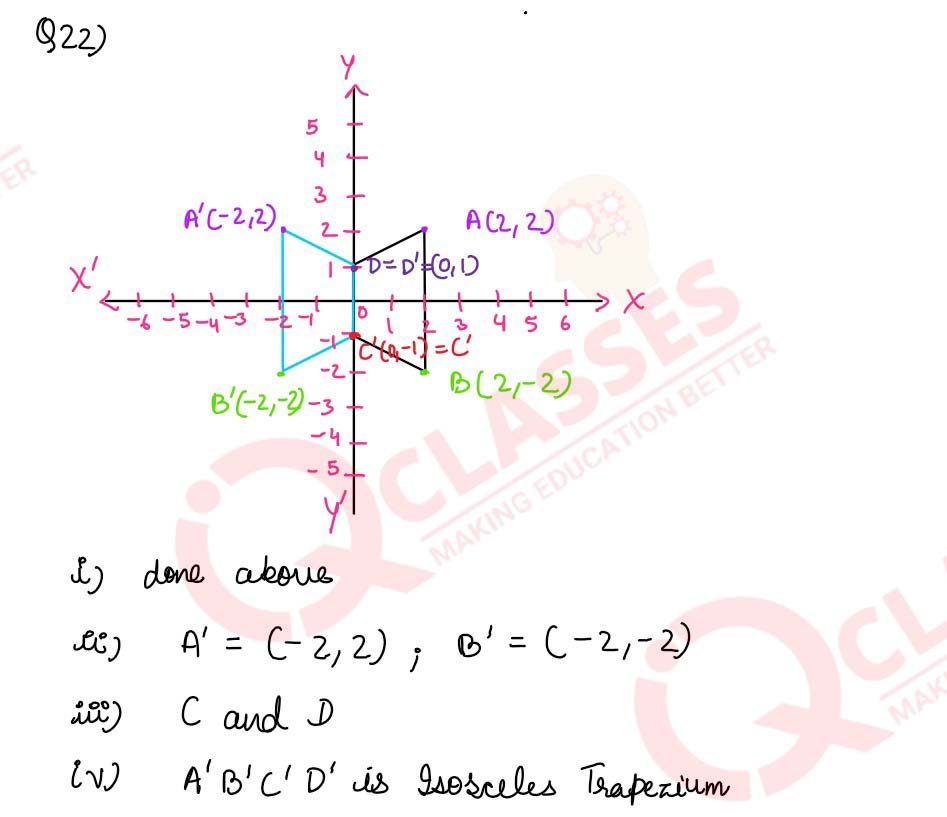 Q22 Use graph paper for this question (take 2 cm = 1 unit along both x and y-axis). ABCD is a ...