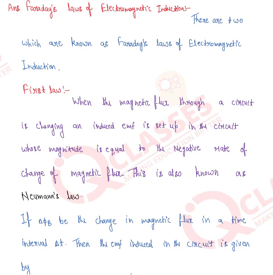 class12 ISC Physics Nootan Chapter Electromagnetic Induction