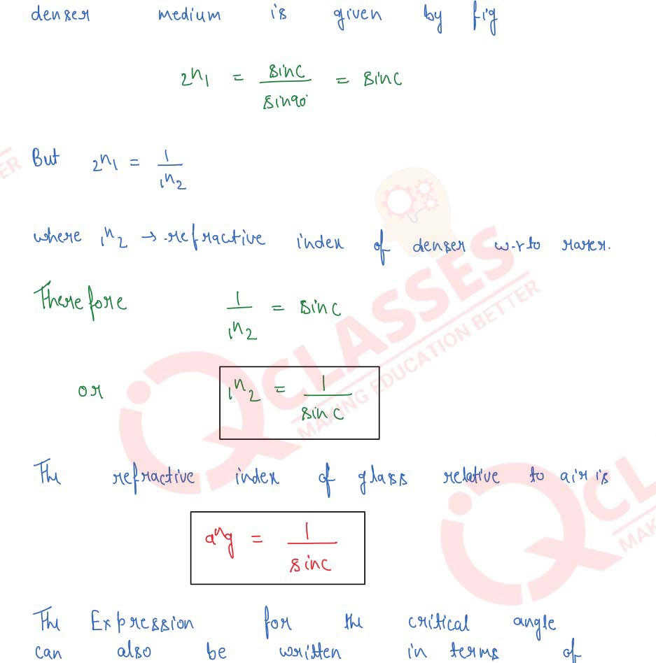 Class12 Isc Physics Nootan Chapter Refraction Of Light At Plane Interface