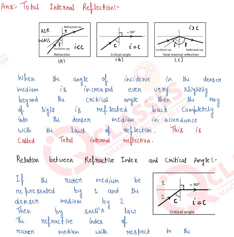 Class12 Isc Physics Nootan Chapter Refraction Of Light At Plane Interface