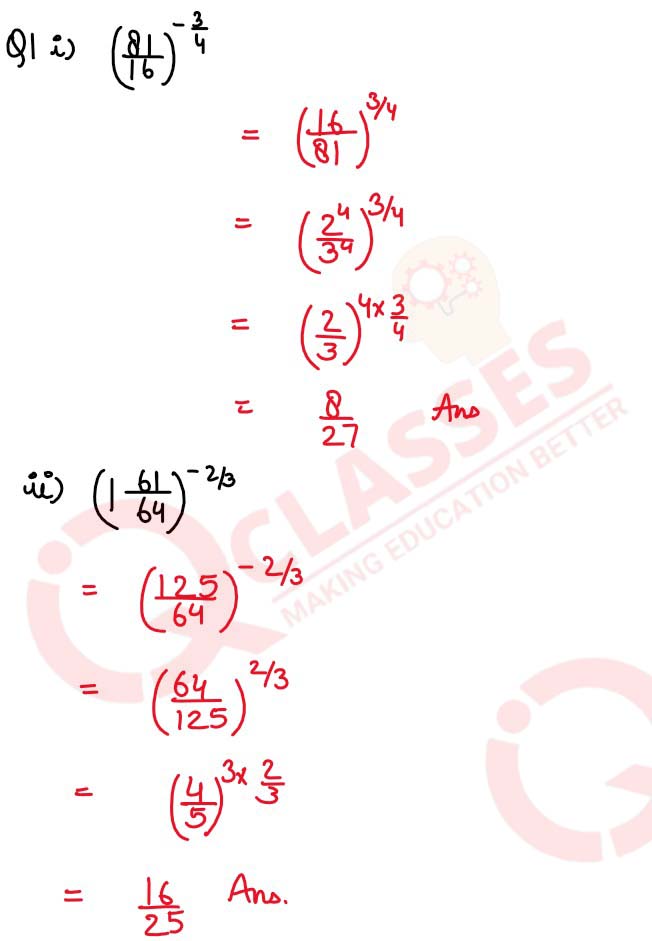 class9 ICSE Maths Chapter Indices