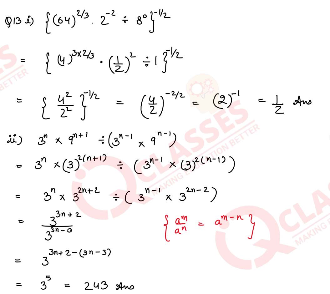 class9 ICSE Maths Chapter Indices