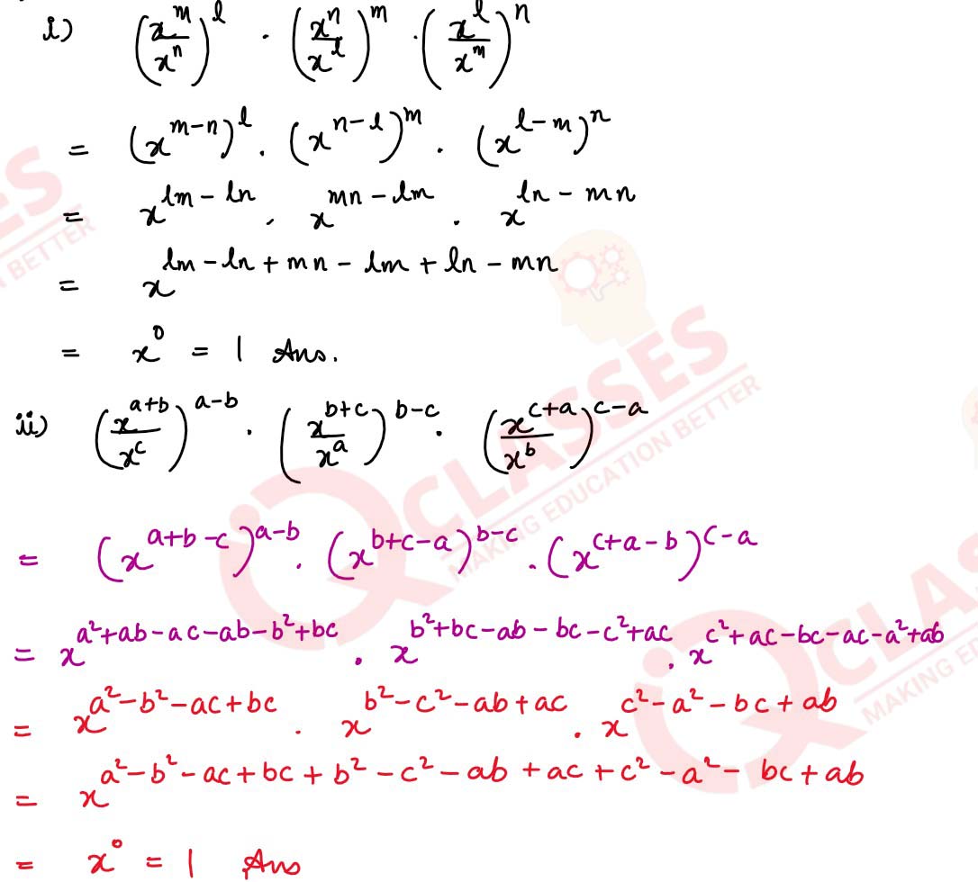 class9 ICSE Maths Chapter Indices