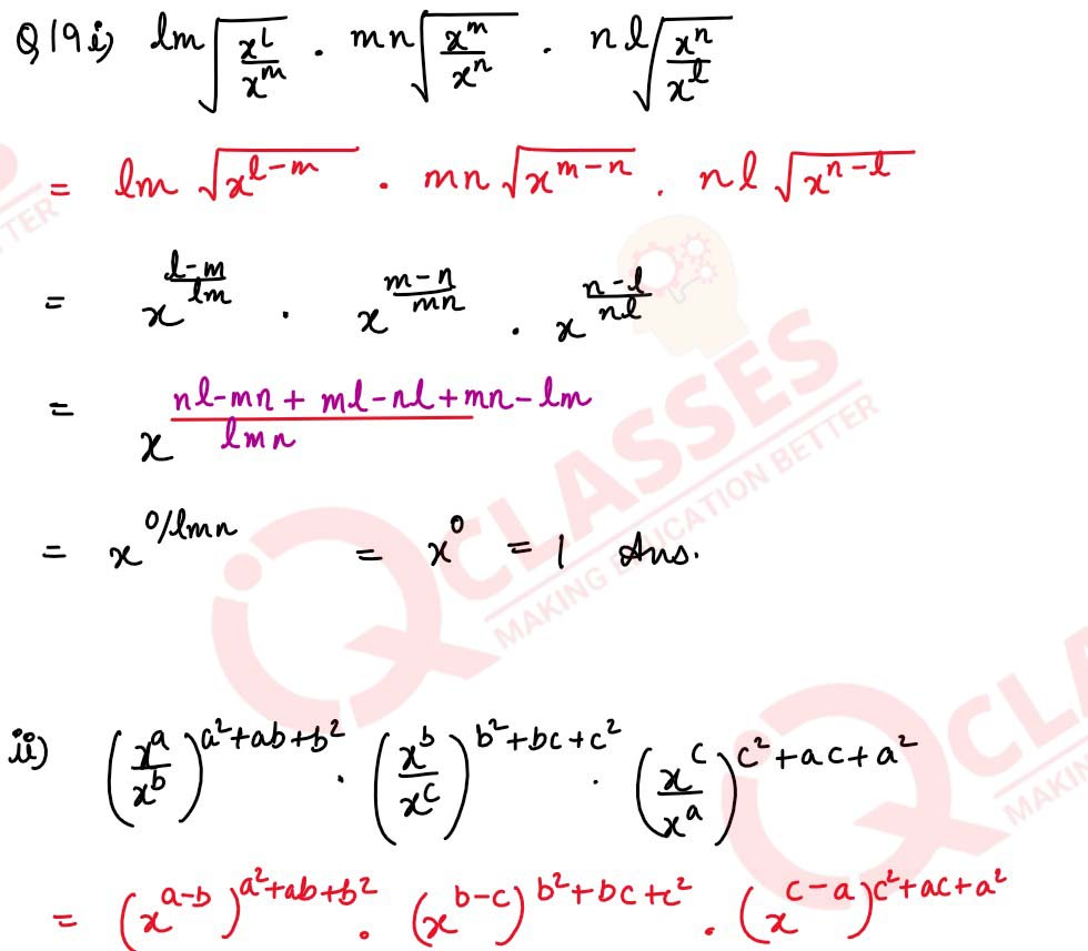 class9 ICSE Maths Chapter Indices