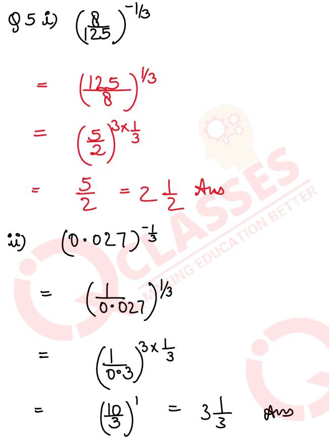 class9 ICSE Maths Chapter Indices