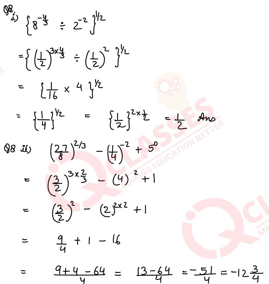 class9 ICSE Maths Chapter Indices
